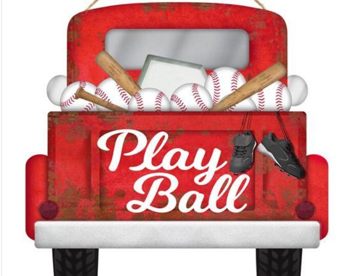Baseball Sign Play Ball Red Truck Wreath Supplies Wooden - Etsy