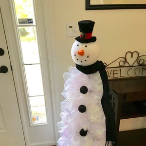 Snowman Tree DIY, Christmas Tree Mesh Tutorial, Snowman Video Tutorial ...