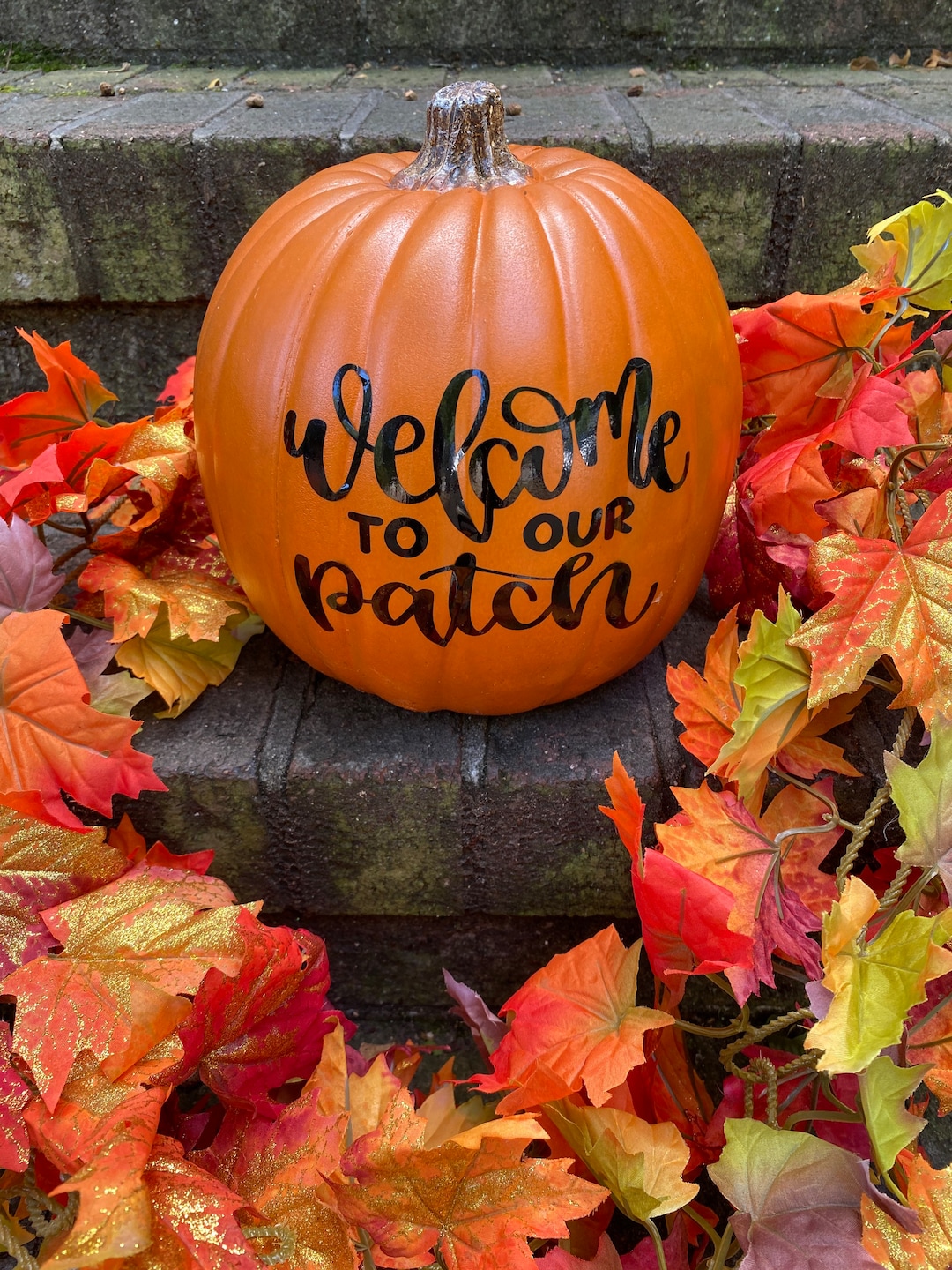 Welcome to Our Patch Pumpkin Fall Front Porch Decor, Custom Pumpkin for ...