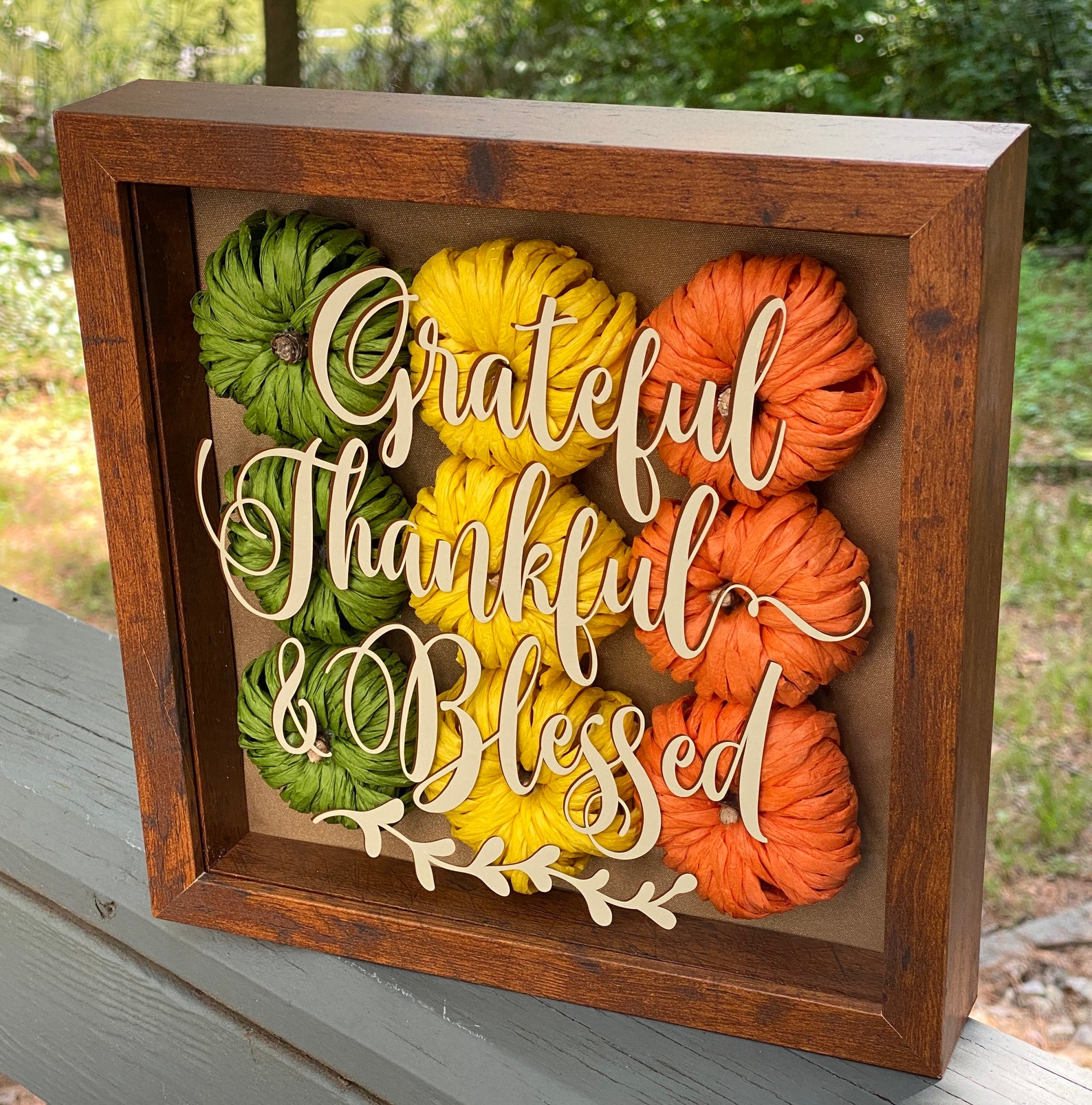 Grateful Thankful Blessed Fall Decor 9x9 Shadow Box for Side | Etsy