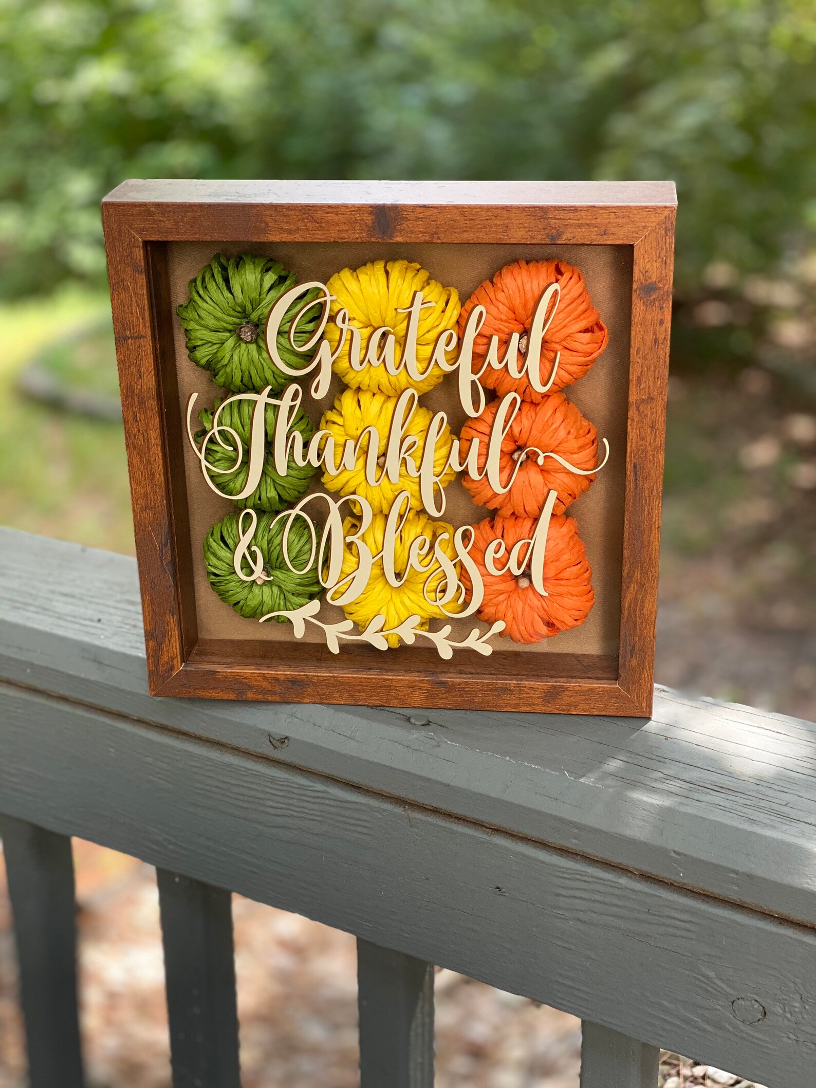 Grateful Thankful Blessed Fall Decor 9x9 Shadow Box for Side - Etsy