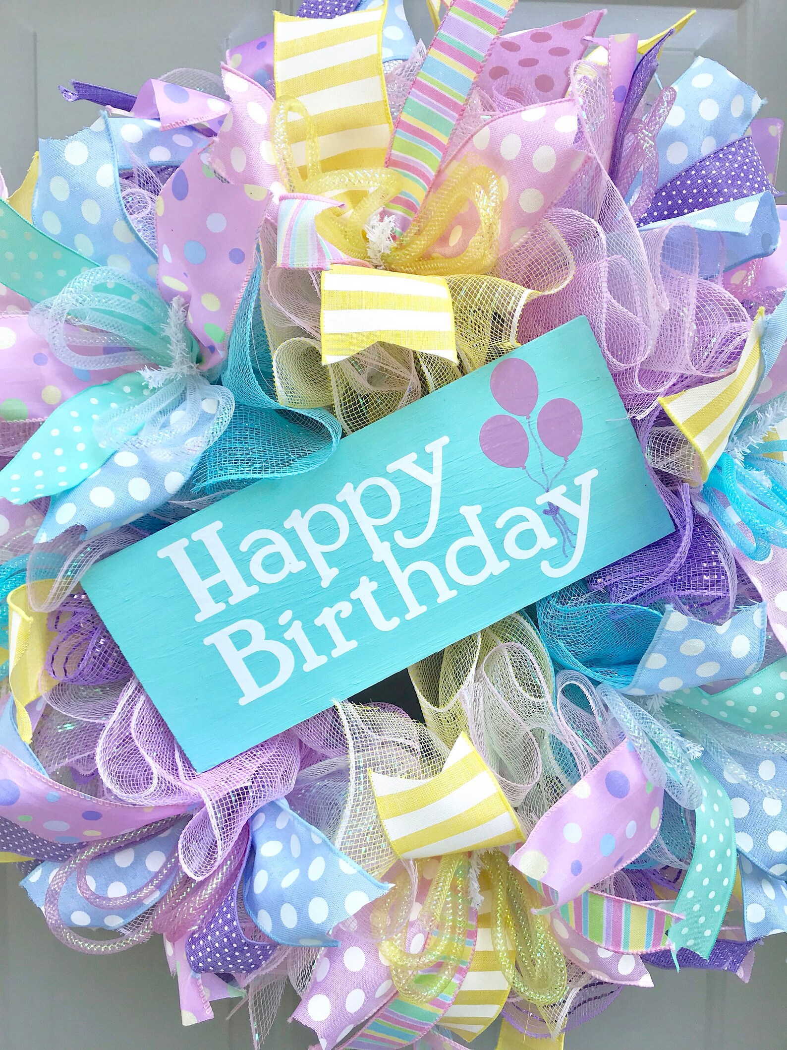 Custom Happy Birthday Deco Mesh Wreath, Party Wreath, Event Wreath ...
