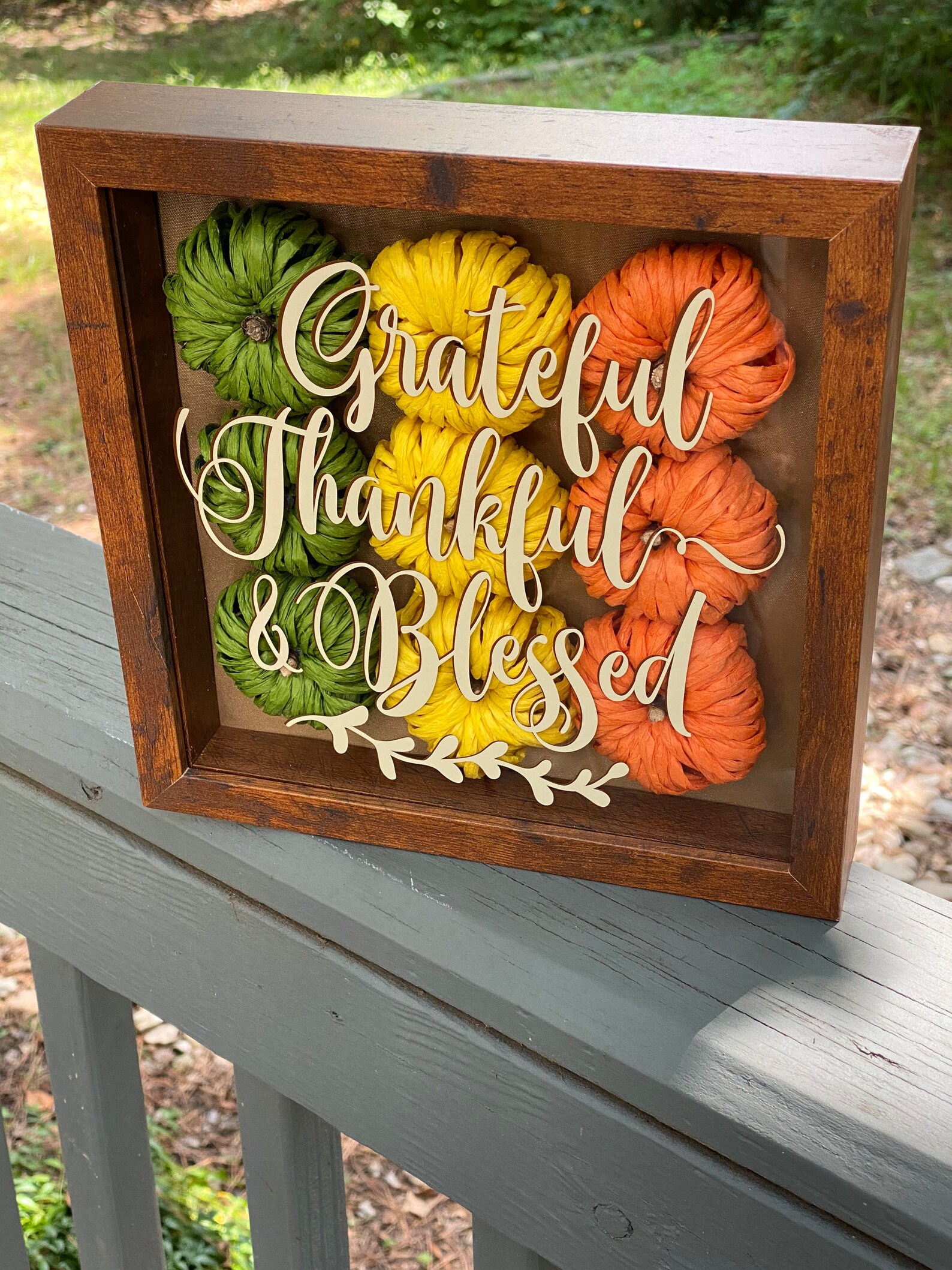 Grateful Thankful Blessed Fall Decor 9x9 Shadow Box for Side - Etsy