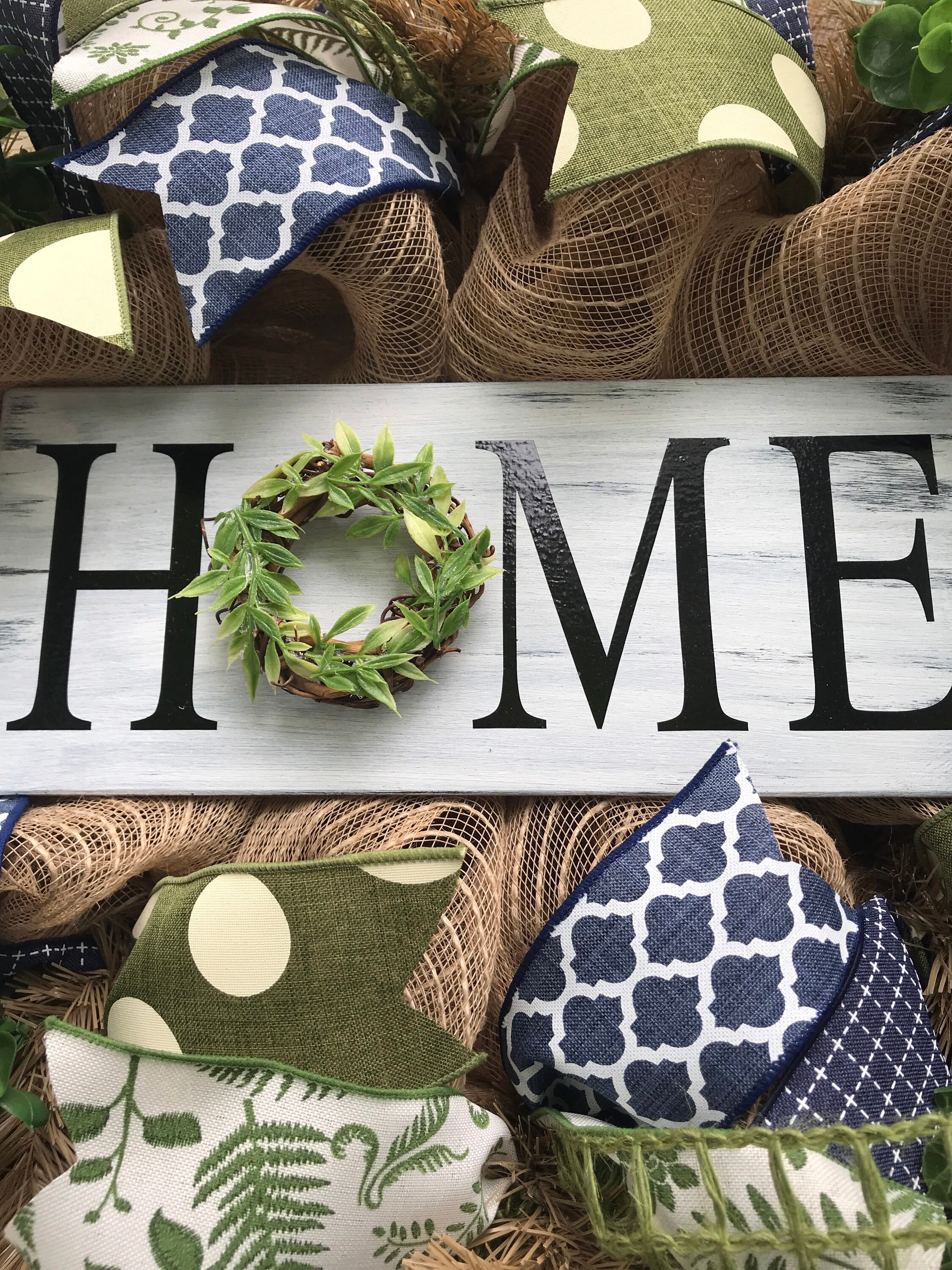 Home Rustic Burlap Deco Mesh Wreath Welcome Wreath for Front | Etsy