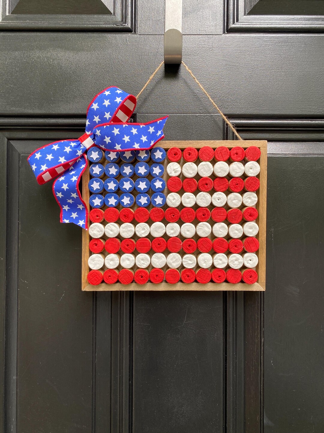 Cork Flag Wall Decor, Patriotic Door Hanger, Fromt Door or Front Porch ...