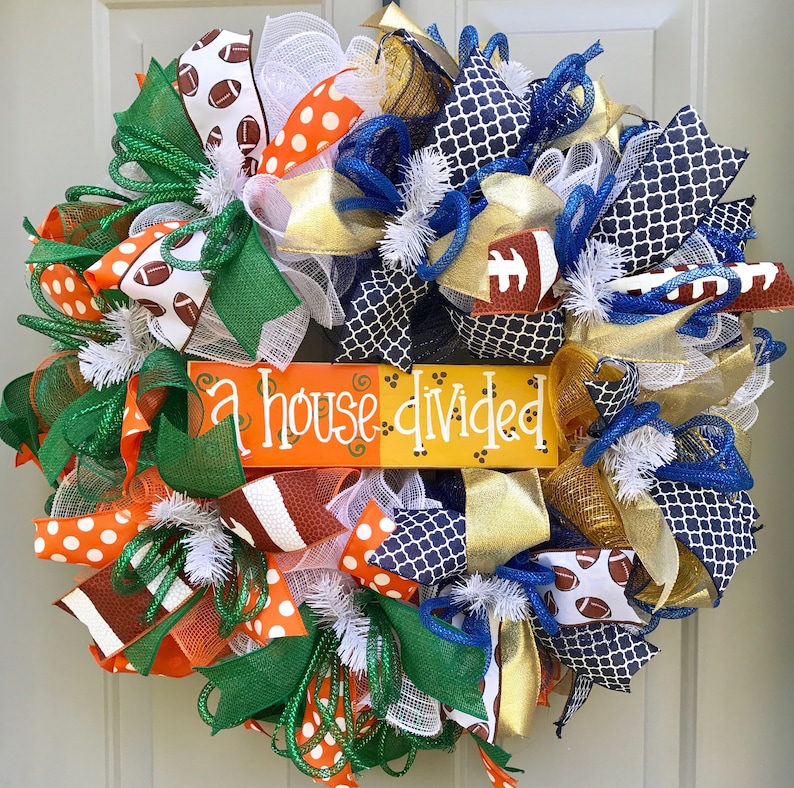 Sports House Divided Custom Football Deco Mesh Wreath - Etsy