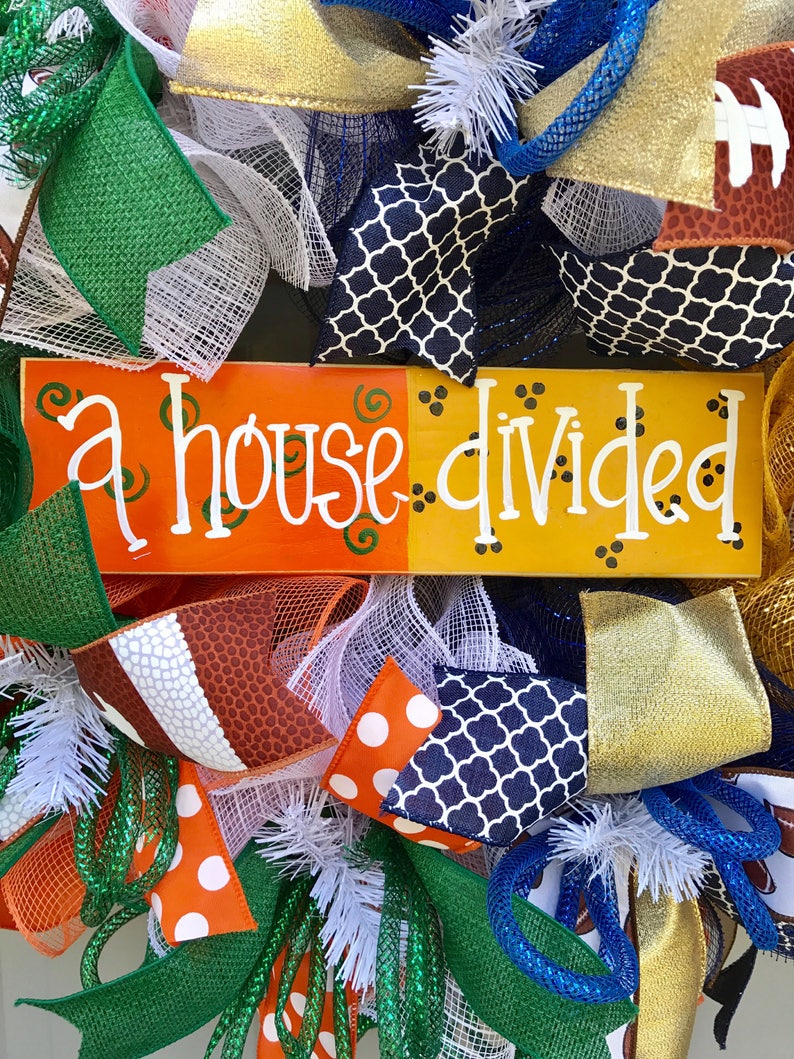Sports House Divided Custom Football Deco Mesh Wreath - Etsy