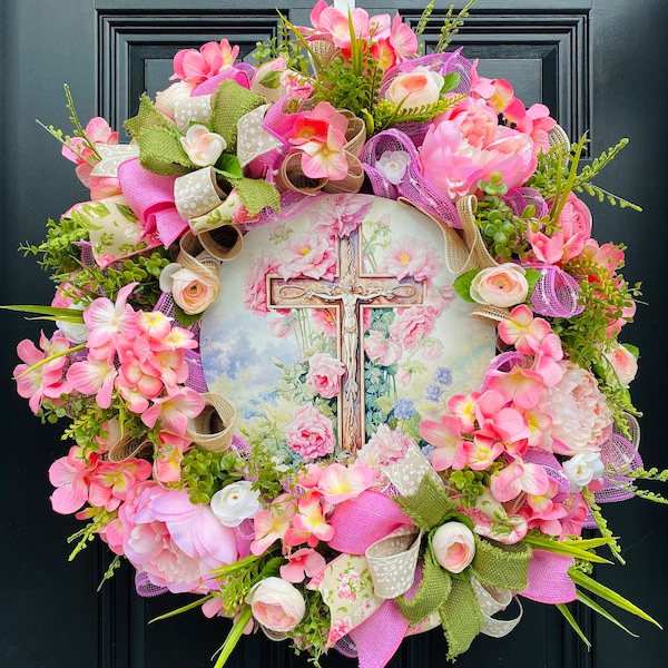 Easter Cross Wreath - Etsy