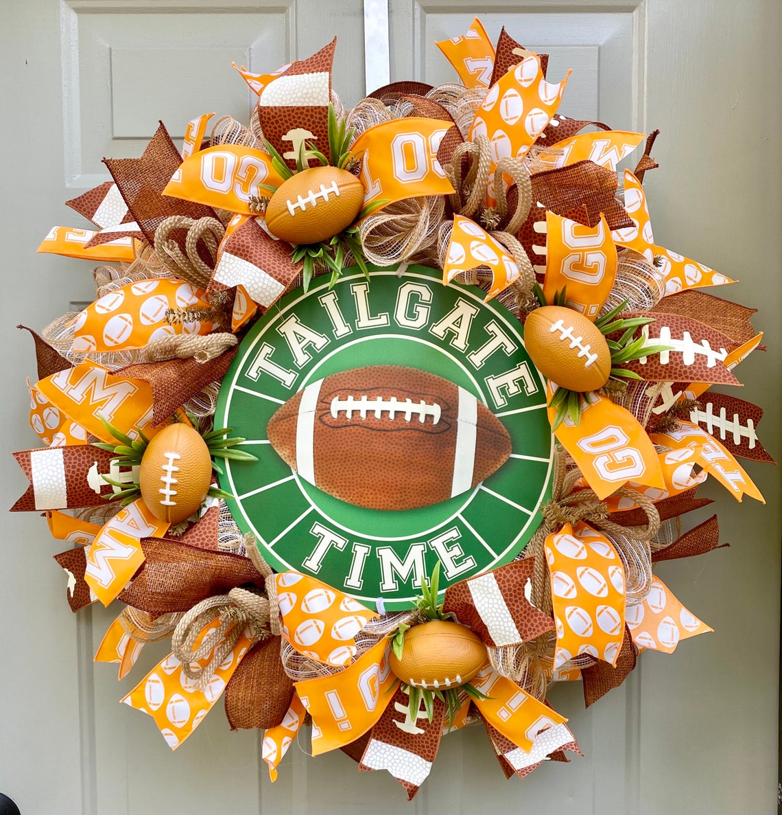 Football Wreath for Front Door, Tailgate Time Football Season, Fall ...