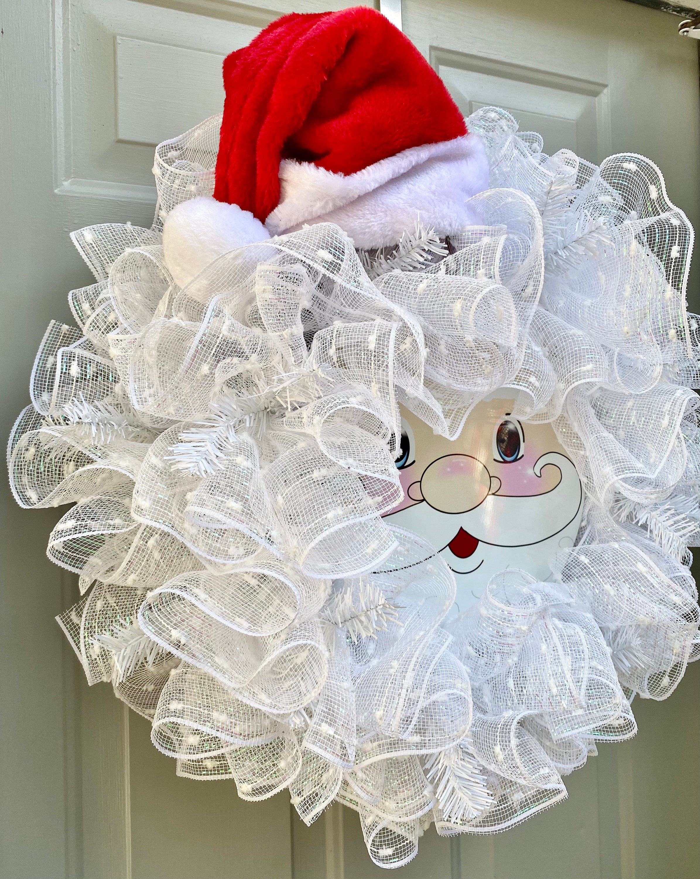 Santa Wreath Christmas Wreath Santa Hat Santa Face Decor | Etsy