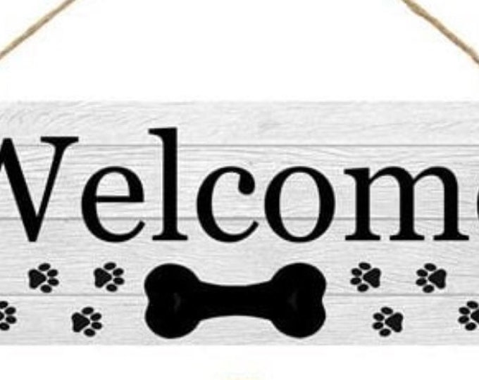 Dog Welcome Sign Dog Bone Sign Pet Sign Dog Wreath Welcome | Etsy