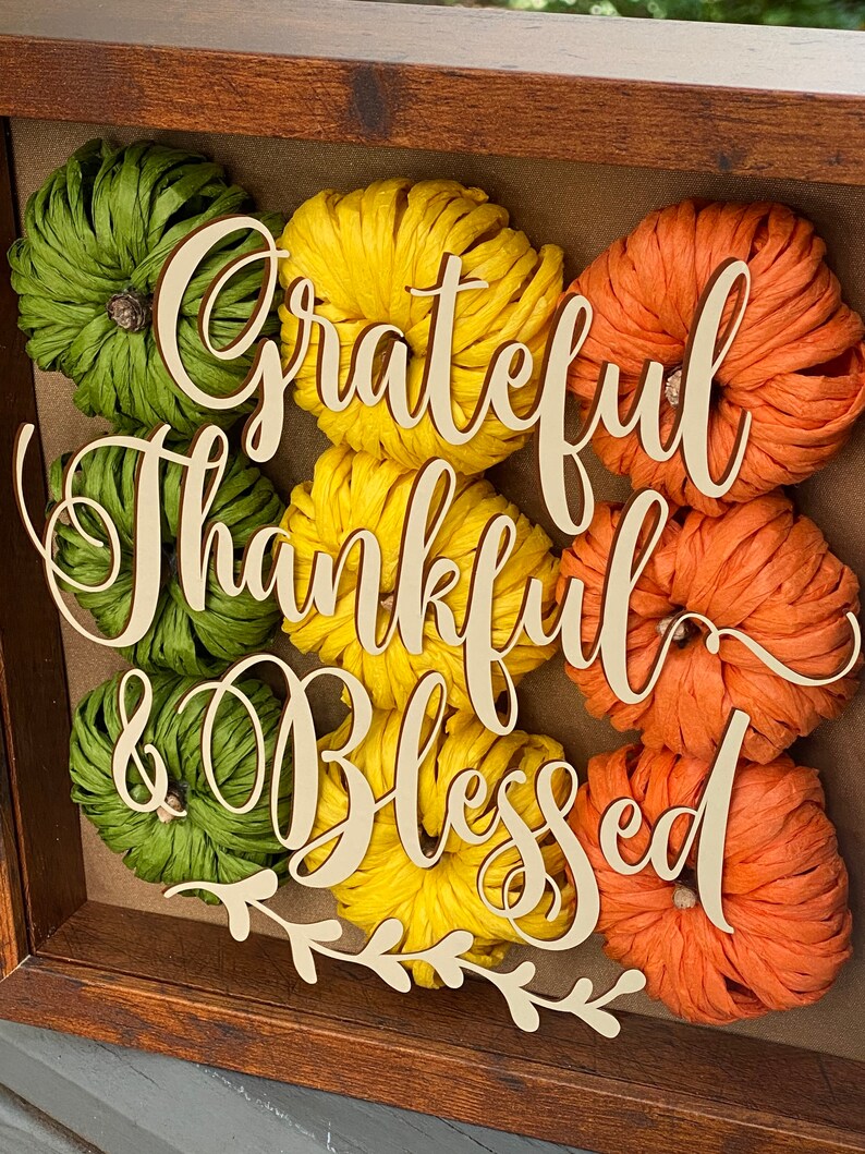 Grateful Thankful Blessed Fall Decor 9x9 Shadow Box for Side | Etsy