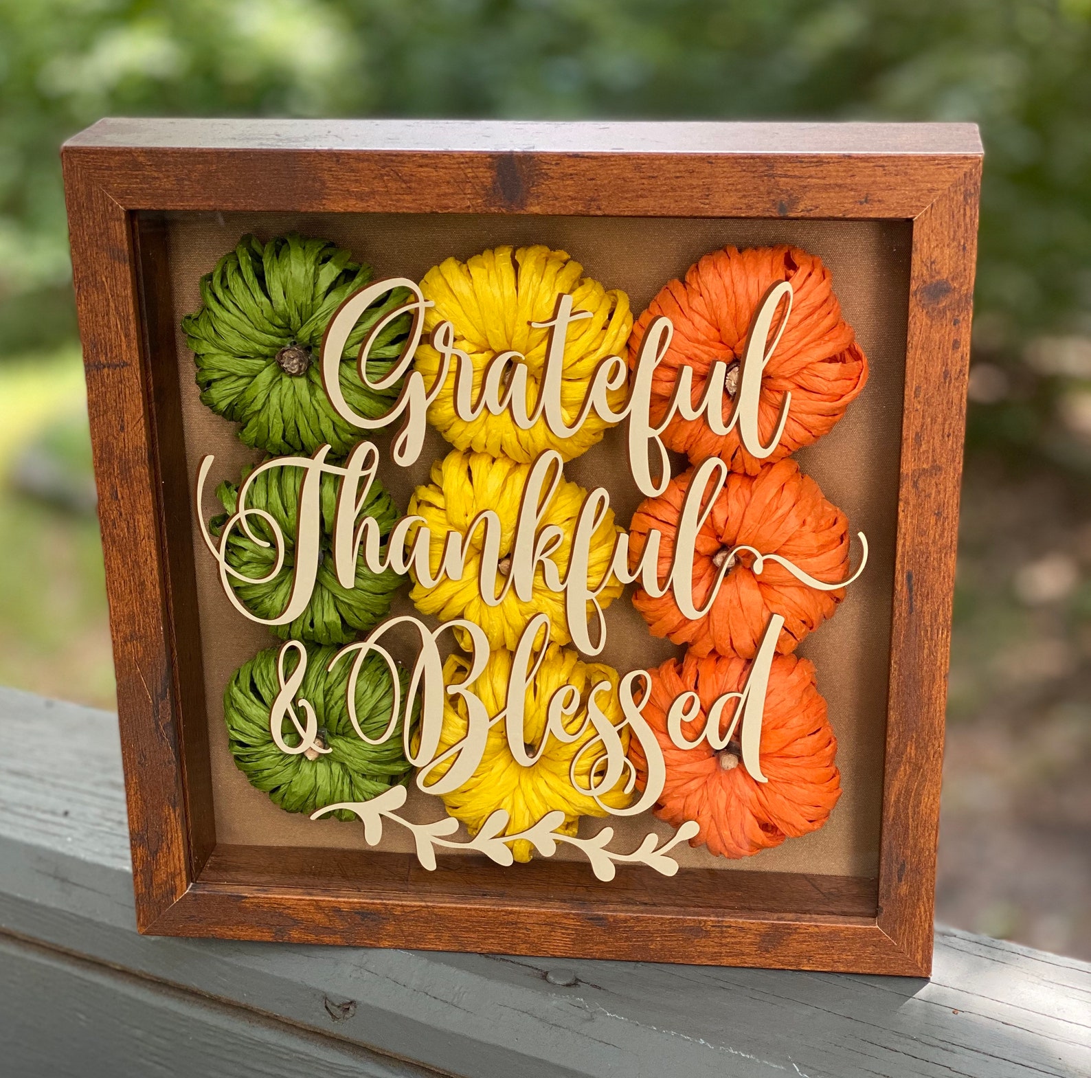Grateful Thankful Blessed Fall Decor 9x9 Shadow Box for Side - Etsy