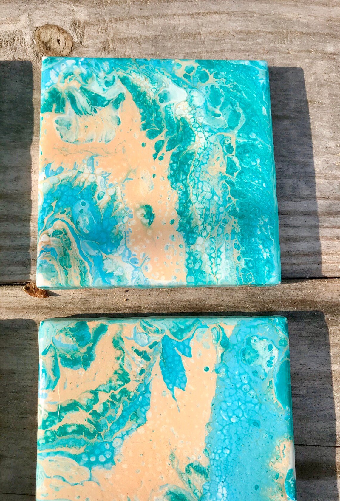 Coasters Set of 4, Hand Painted Ceramic Drink Coasters With Resin ...