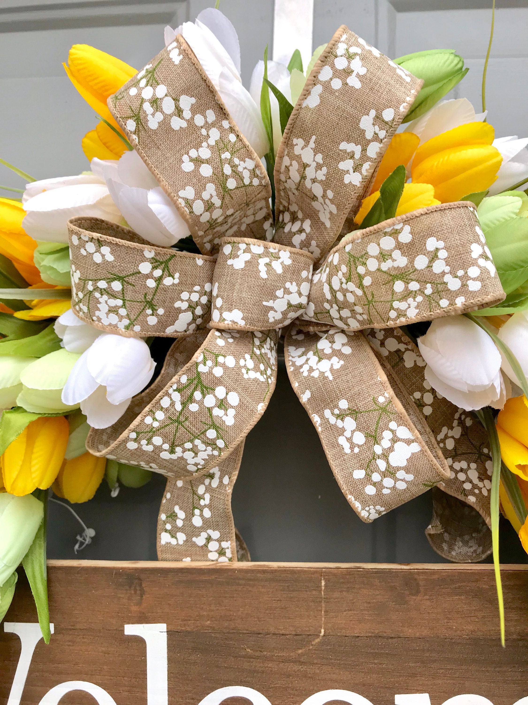 Welcome Tulip Wreath Grapevine Wreath Summer Floral Decor | Etsy