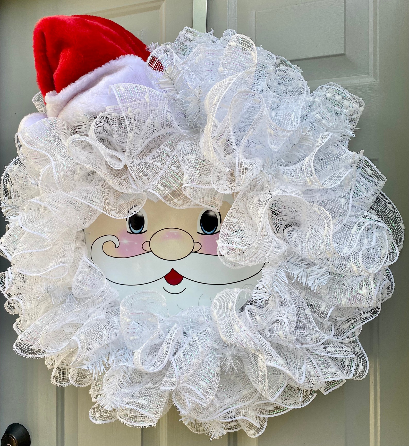 Santa Wreath Christmas Wreath Santa Hat Santa Face Decor | Etsy