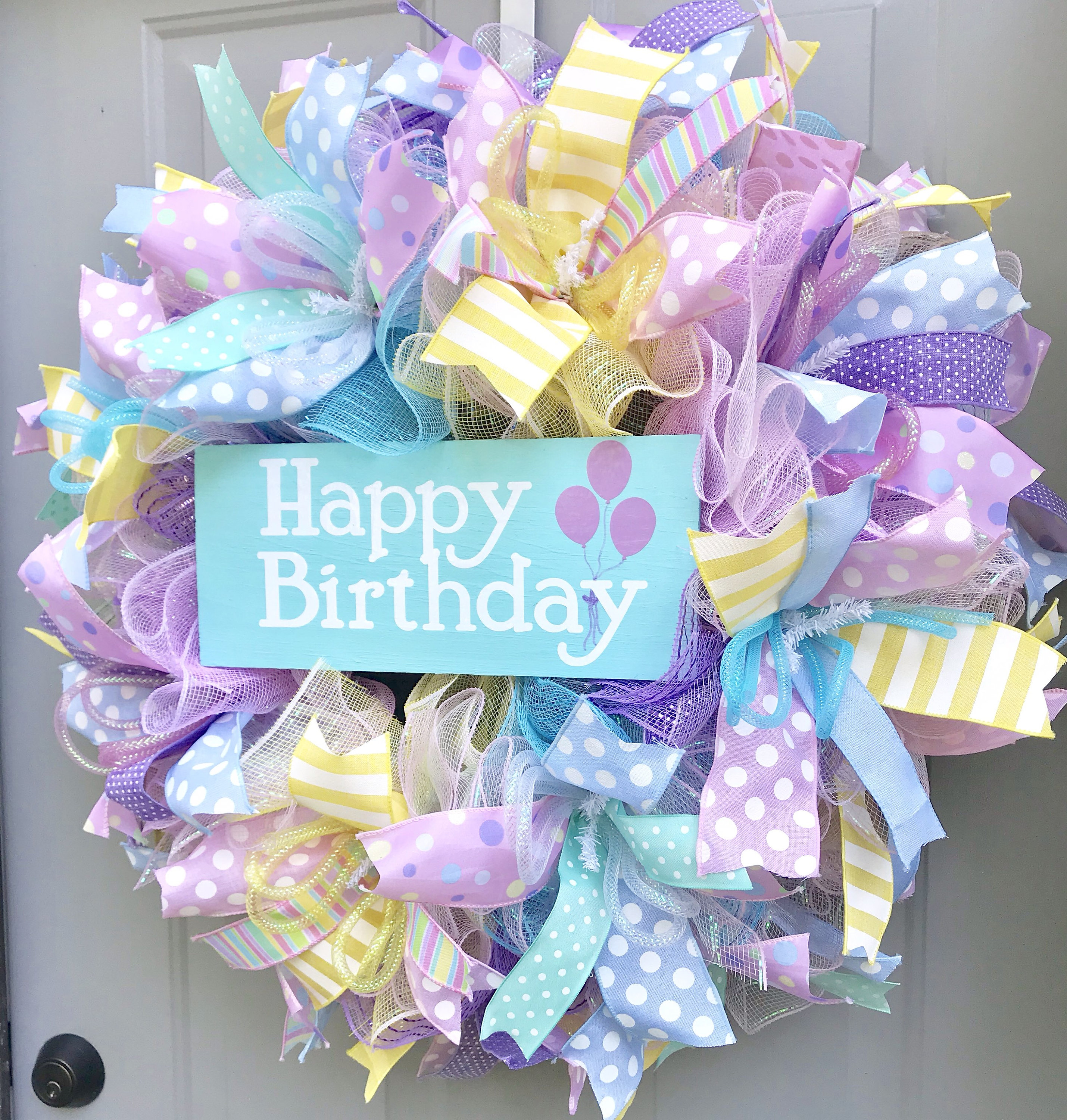 Custom Happy Birthday Deco Mesh Wreath, Party Wreath, Event Wreath ...