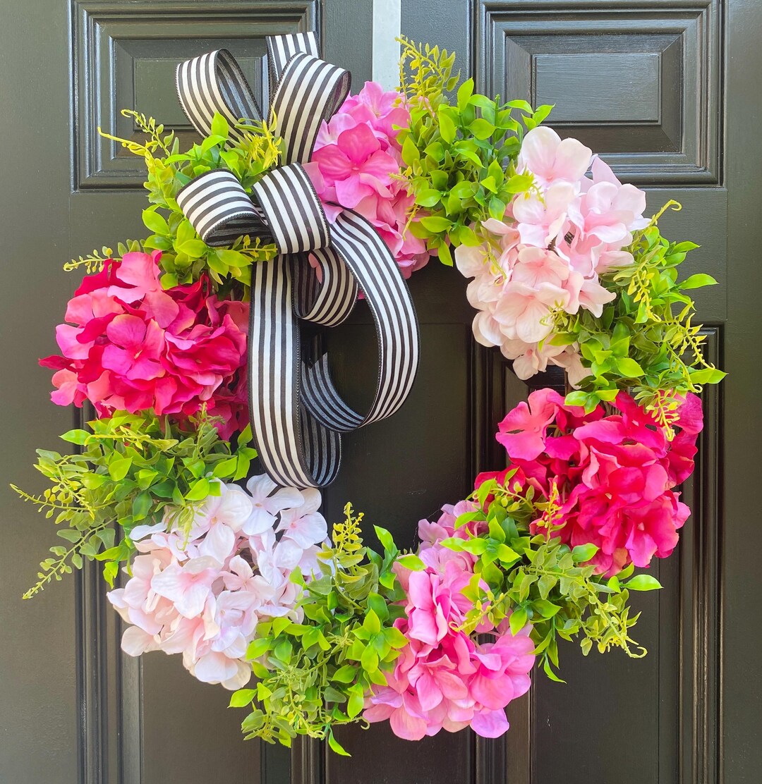 Fuschia Hydrangea Wreath: Pink Floral Summer Door Decor - Etsy