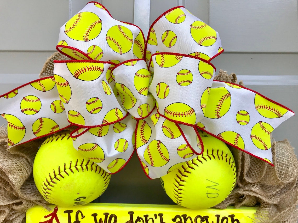 Softball Wreath for Front Door, If We Don't Answer We're at the ...