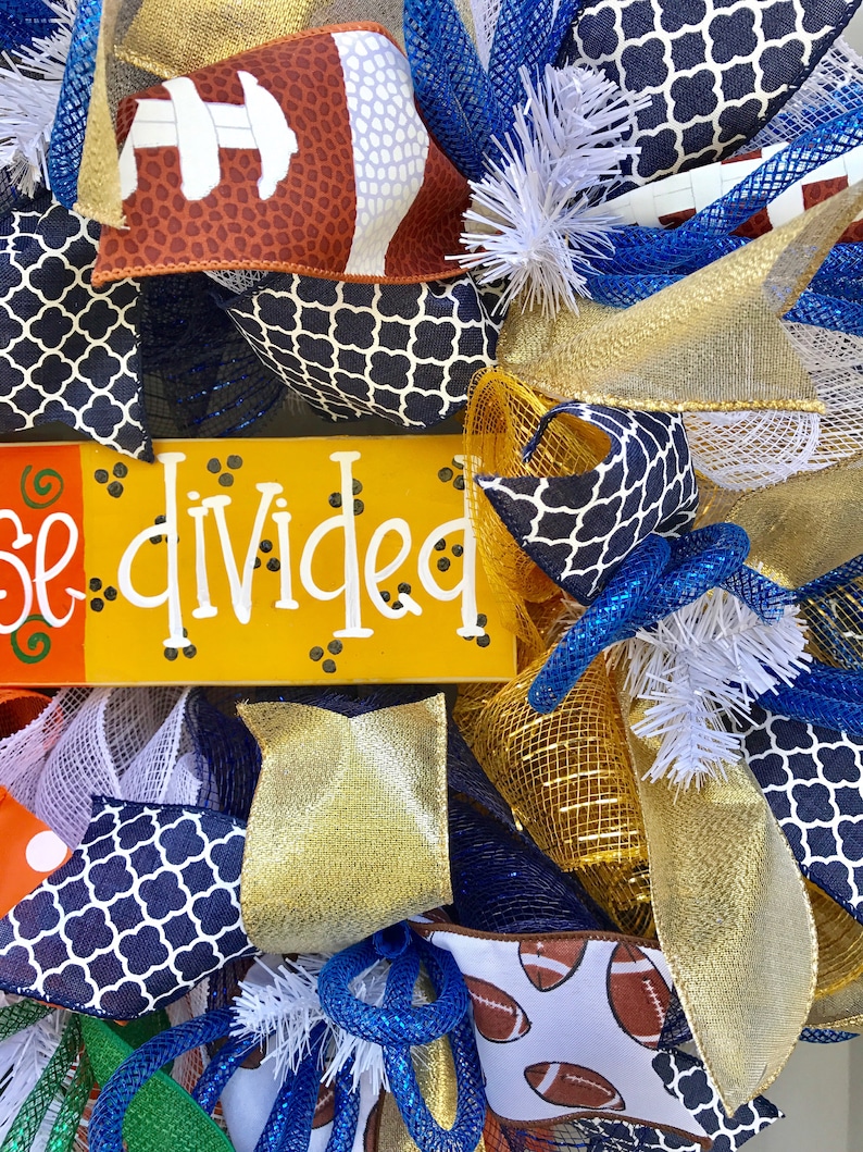 Sports House Divided Custom Football Deco Mesh Wreath - Etsy
