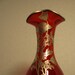 Vintage Red Glass Vase With Silver Overlay Flowers Blown Glass Rounded ...