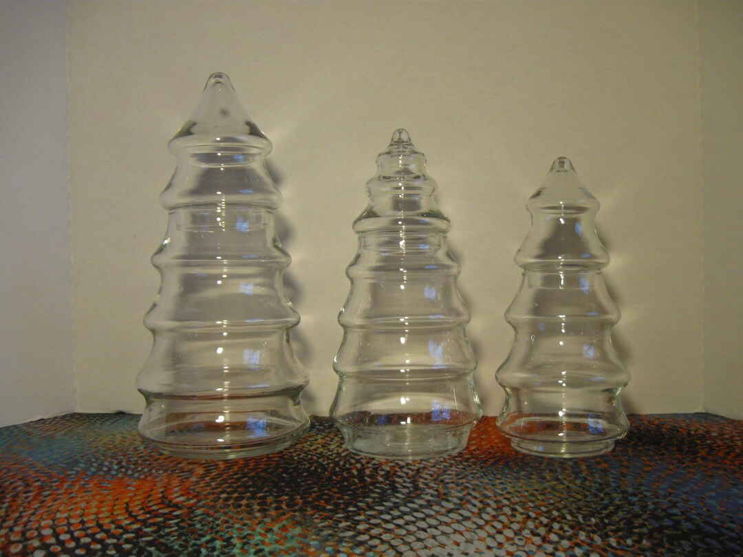 Vintage Glass Christmas Tree Jar Set of Three Jars All Different Sizes ...