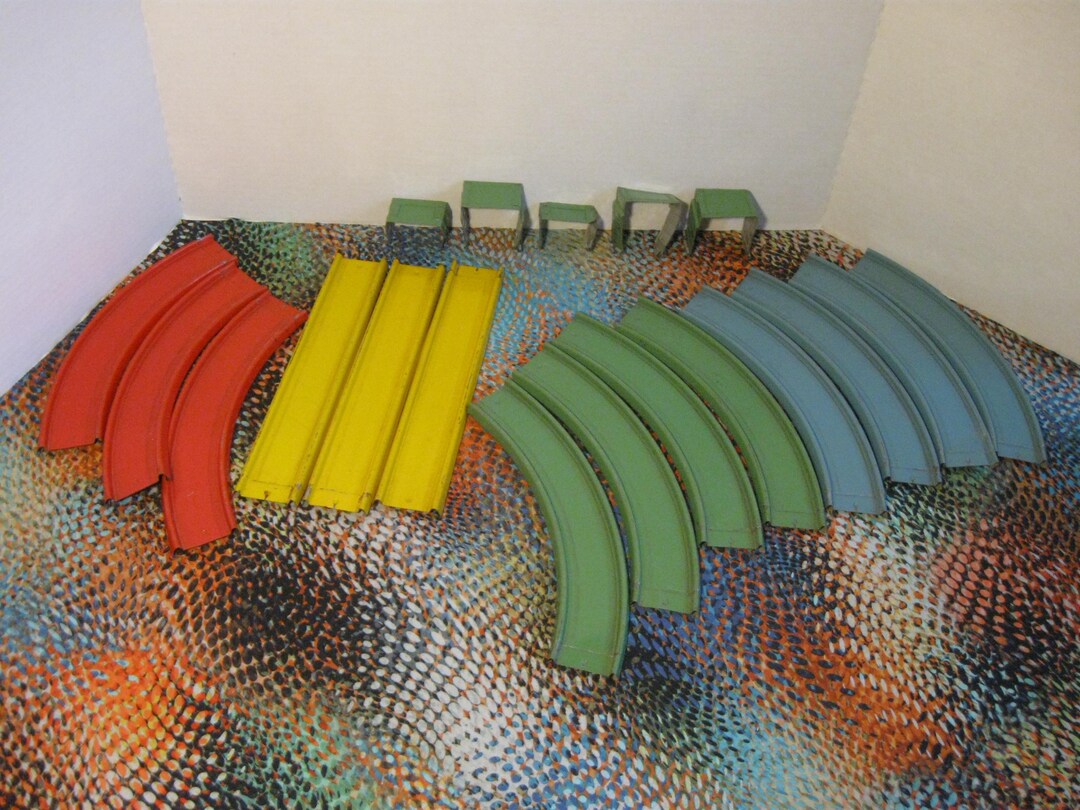 Vintage Metal Train Track Pieces With Underpasses Blue Green Yellow Red ...