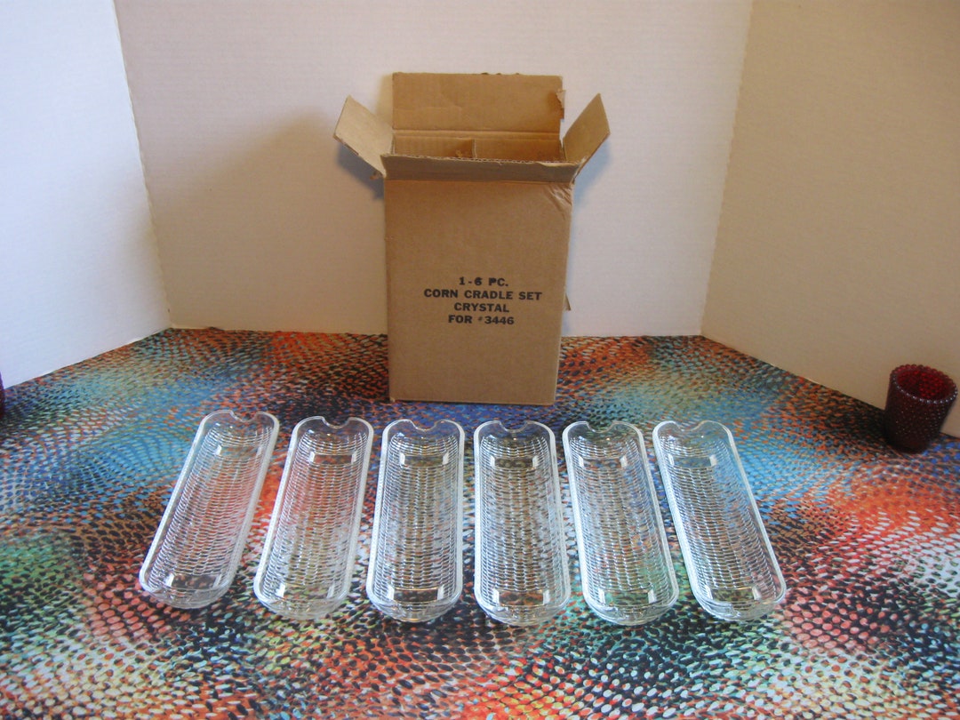 Vintage Set of Six Crystal Corn on the Cob Holders With Original Box - Etsy