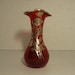 Vintage Red Glass Vase With Silver Overlay Flowers Blown Glass Rounded ...