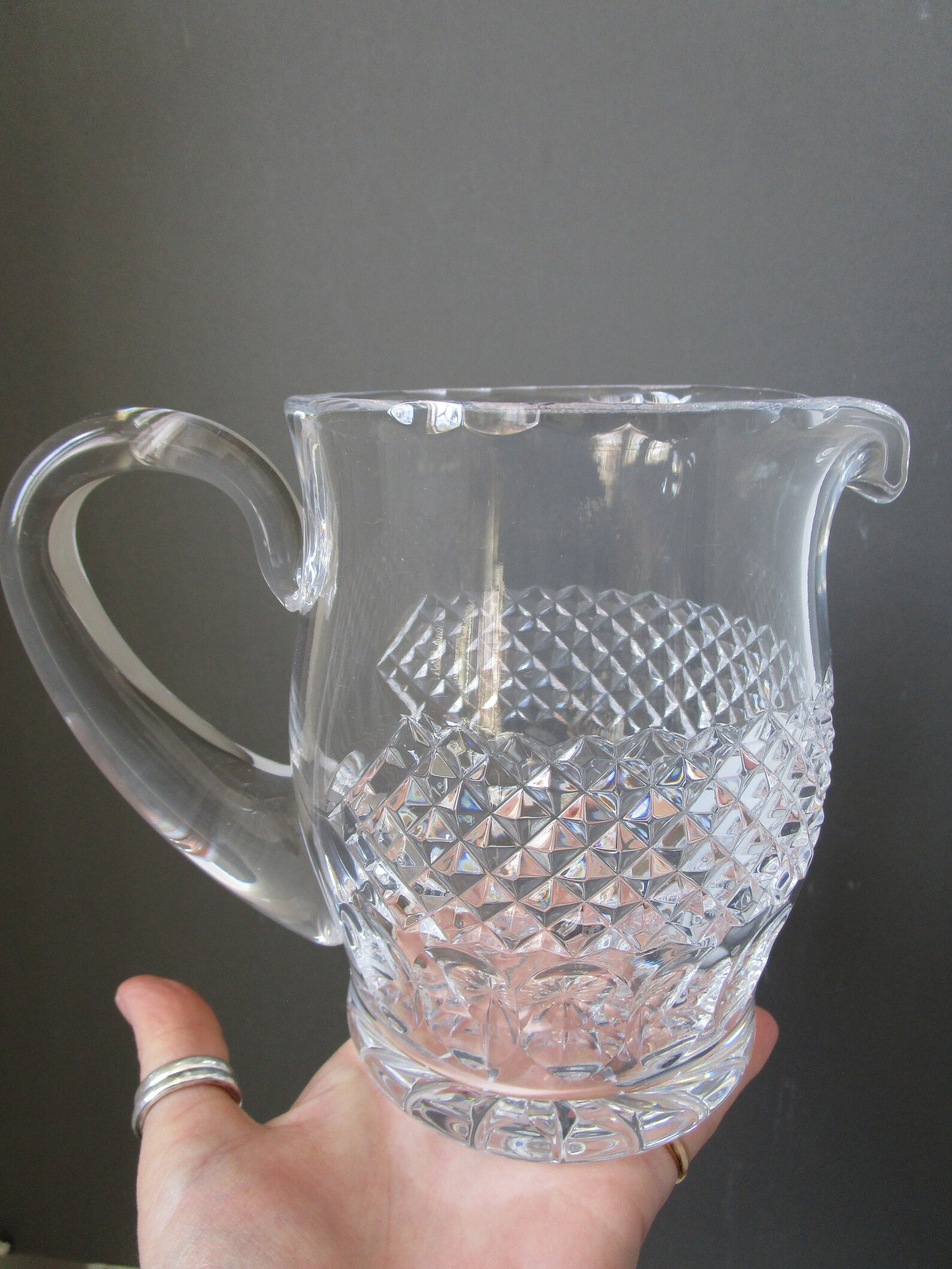 LEAD CRYSTAL Glass Pitcher Cut Glass Jug Water Jug Flower Vase Vintage ...