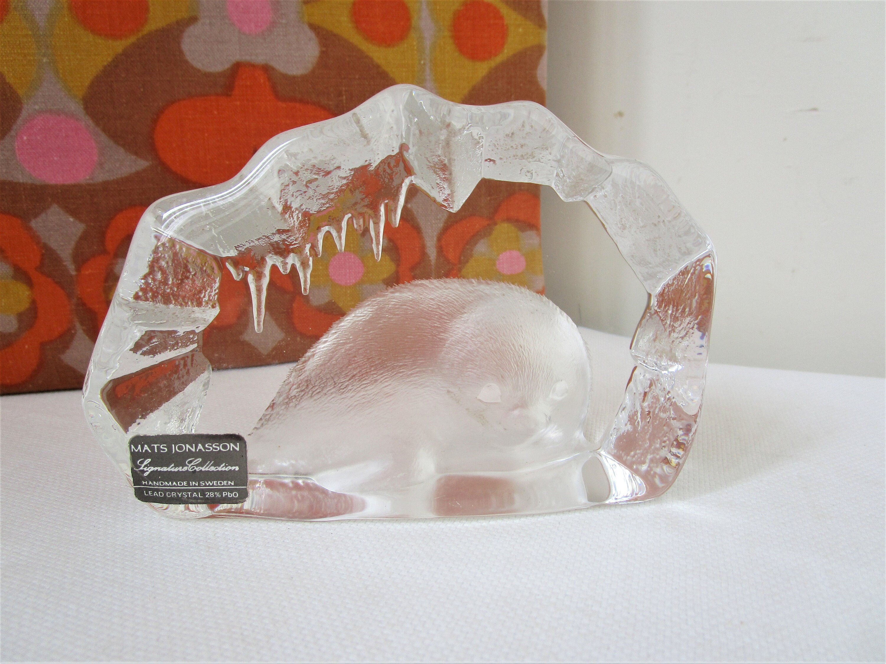 Signed Vintage Swedish Mats Jonasson Art Glass Seal Etsy Uk