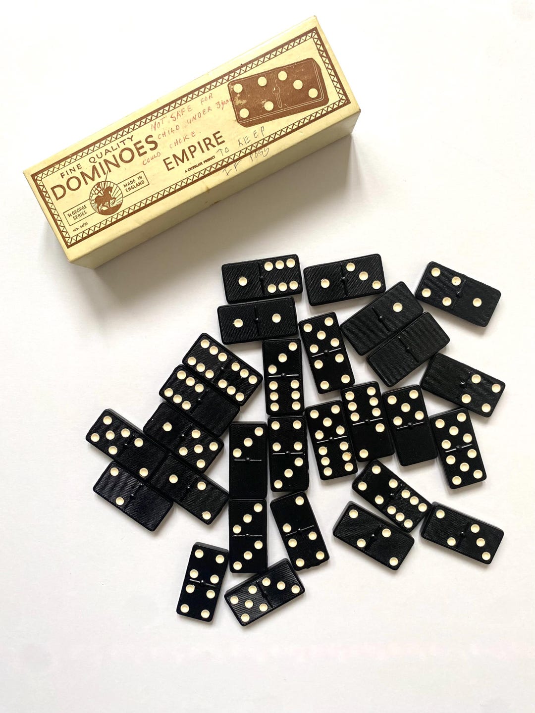 Vintage Empire DOMINOES Set Original Box St. George's Series CRYSTALATE ...