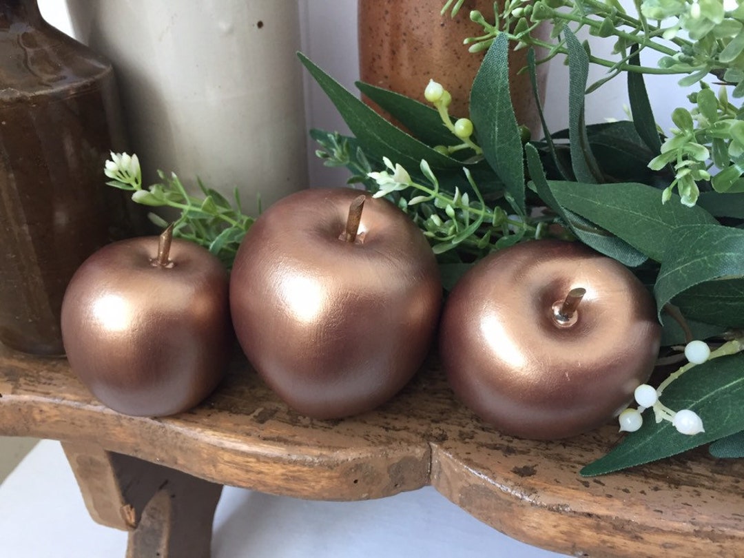 Trio of GILDED APPLES Different Sizes Resin Apples With Brass - Etsy
