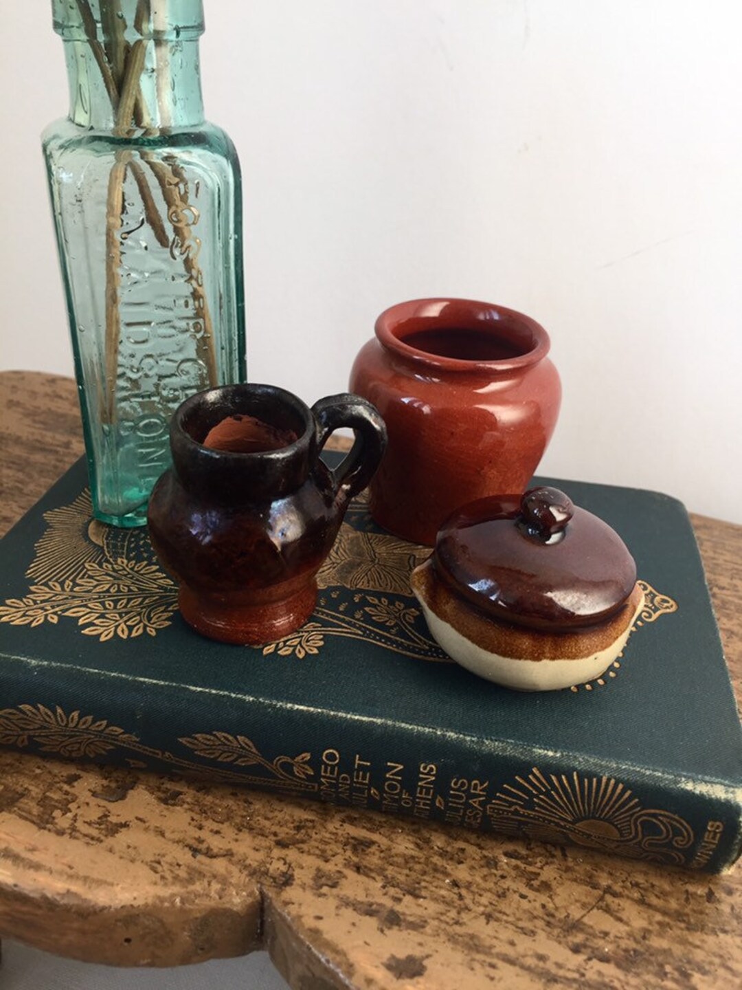 TRIO Miniature STONEWARE POTS Glazed Stoneware Cooking Pot Jug ...