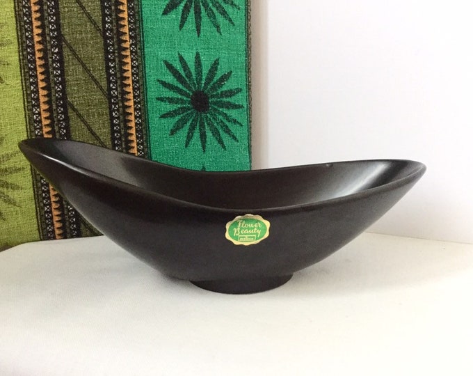 BESWICK Mid Century 'FLOWER BEAUTY' Mantle Vase Black Satin Finish ...