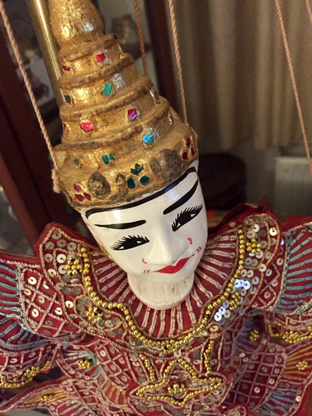 Vintage ASIAN Marionette Puppet HAND CRAFTED Indonesian Stringed Puppet ...