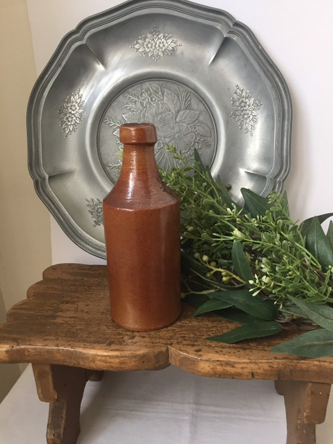 Antique VICTORIAN STONEWARE Bottle Beer Bottle Salt Glazed Stoneware ...