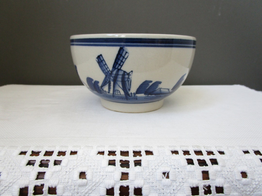 Vintage DUTCH Style Bowl HAND PAINTED Ceramic Bowl Delftware Salad ...