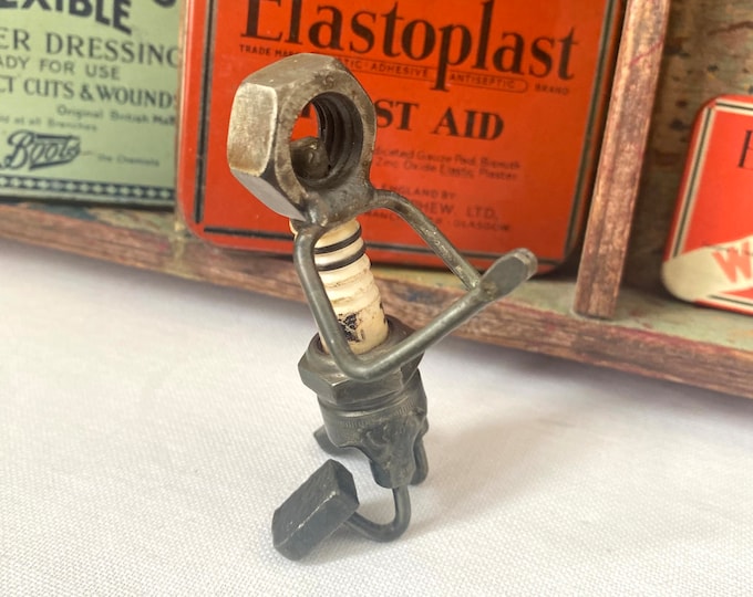 Sparky the SPARK PLUG MAN Praying Scrap Metal Art Spark Plug Sculpture ...