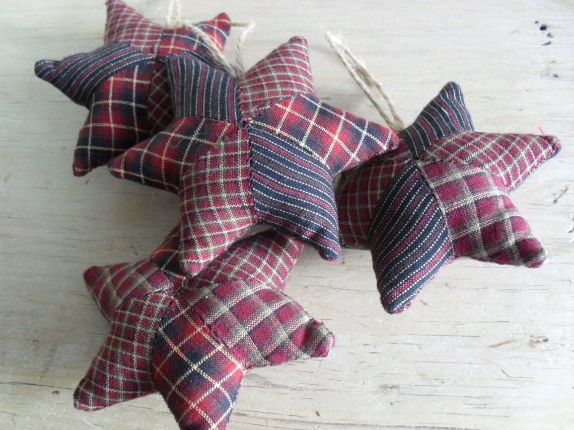 PATCHWORK STAR Small Handsewn Patchwork Red Check Country | Etsy