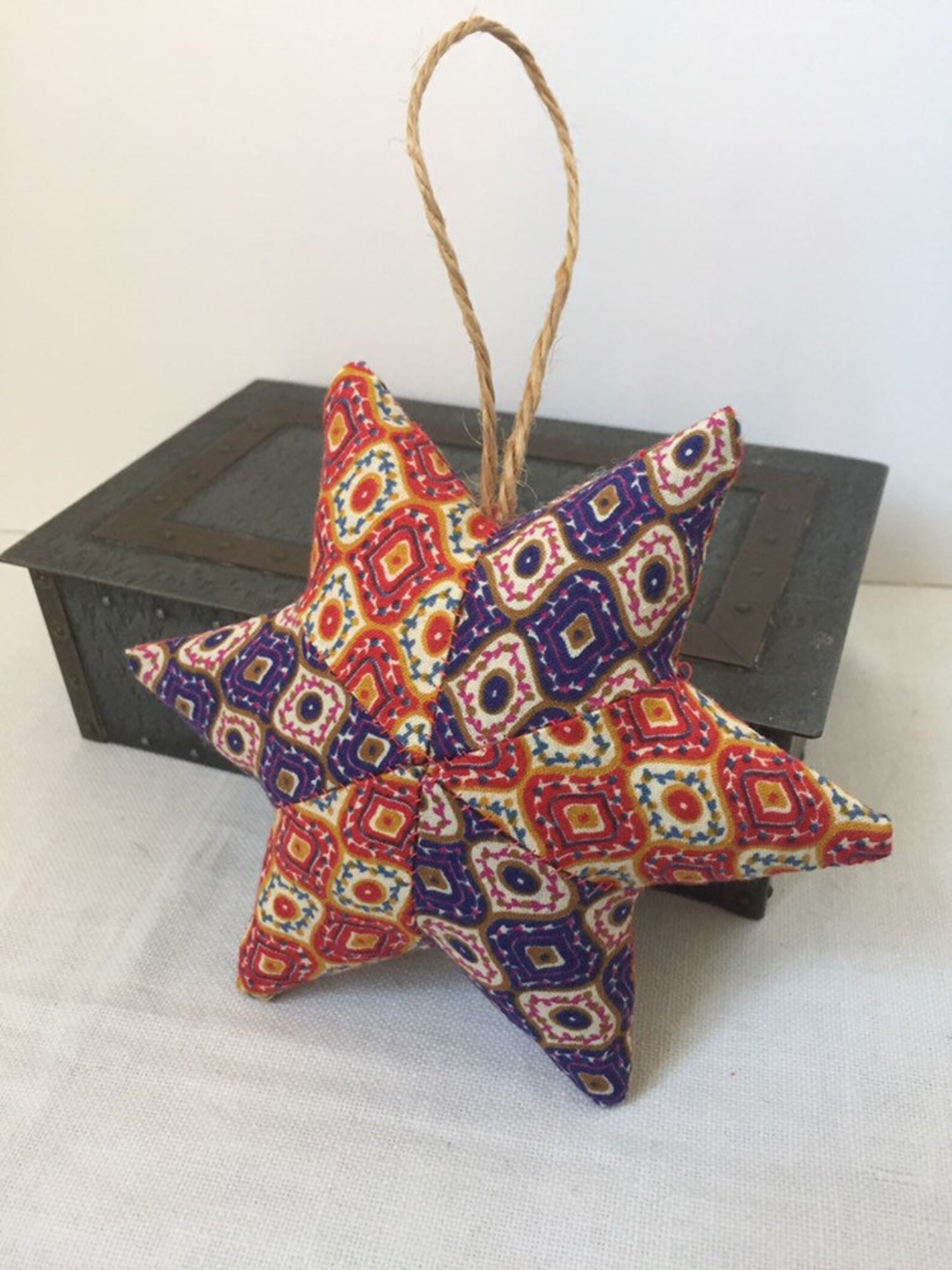PATCHWORK STAR Small Handsewn Patchwork Red & Blue Country - Etsy