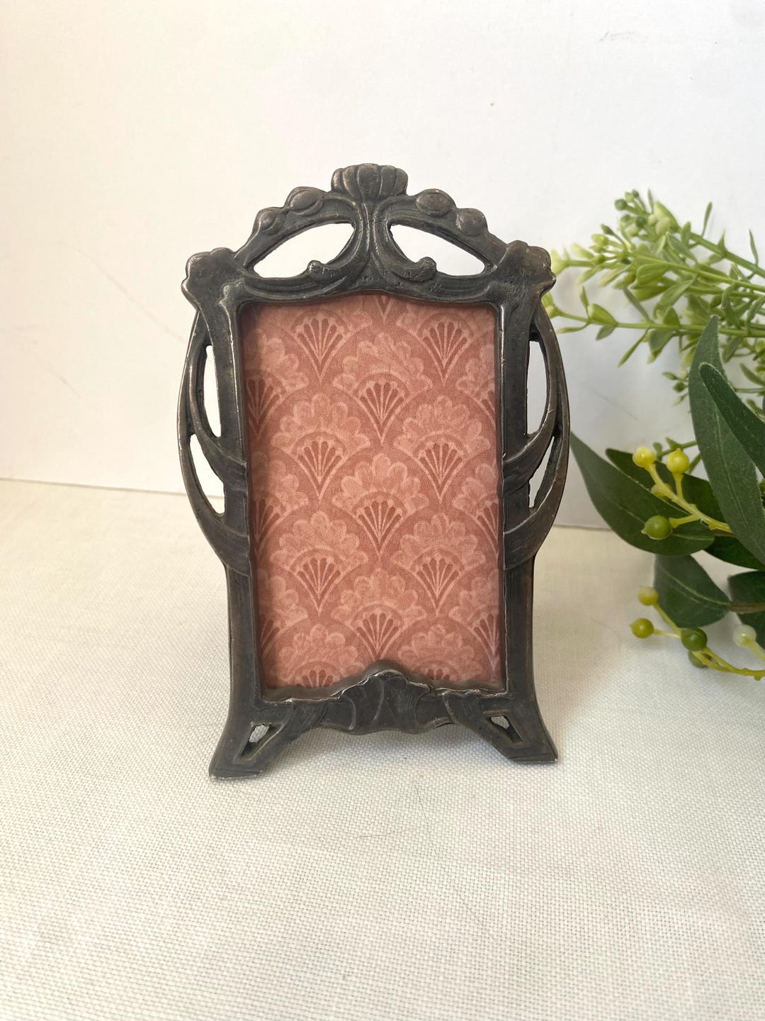 Antique Style ART NOUVEAU Vintage PHOTO Frame Grey Cast Metal Frame ...
