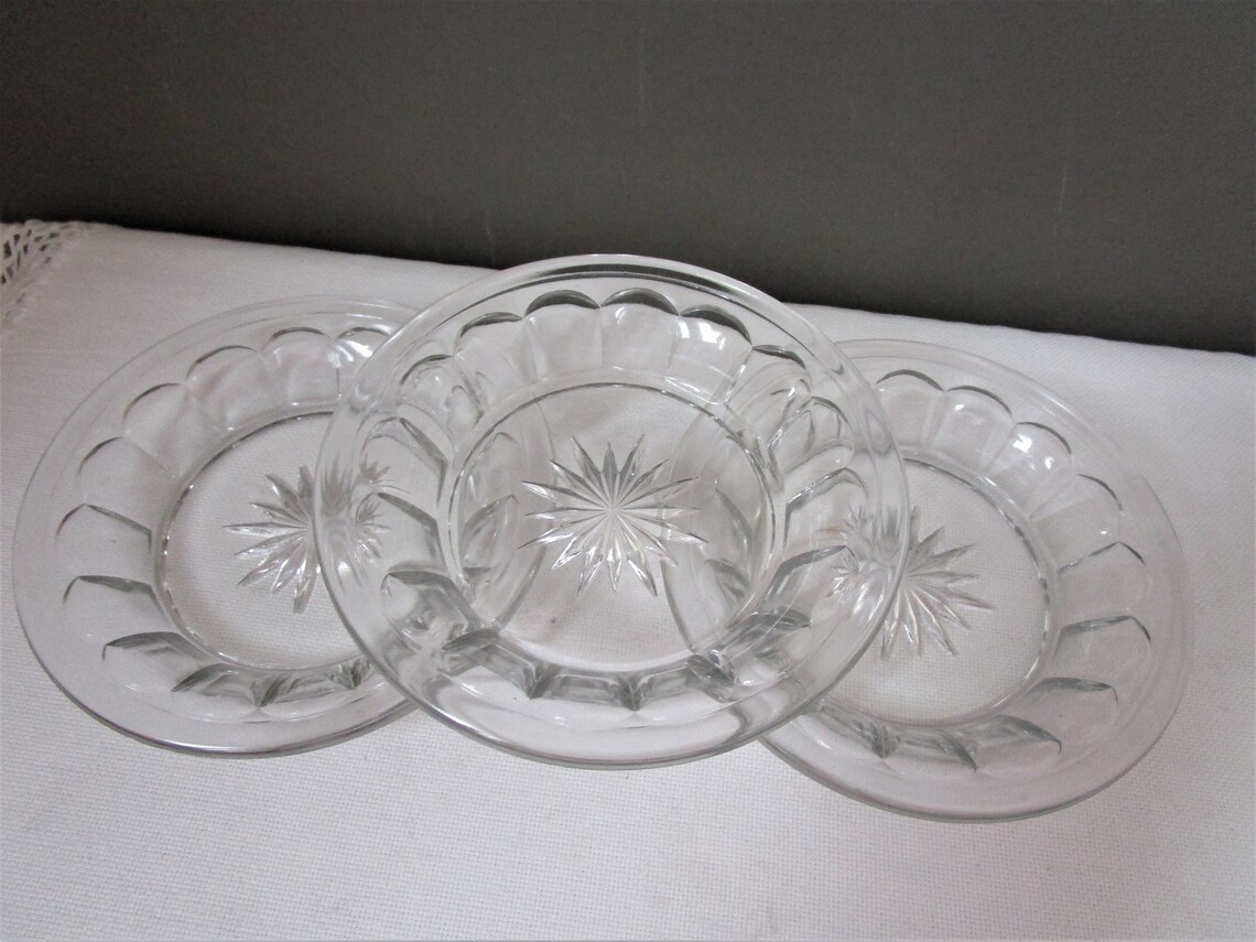 Three VINTAGE GLASS Dishes Pressed Glass Pin Dish Ring Dish - Etsy UK