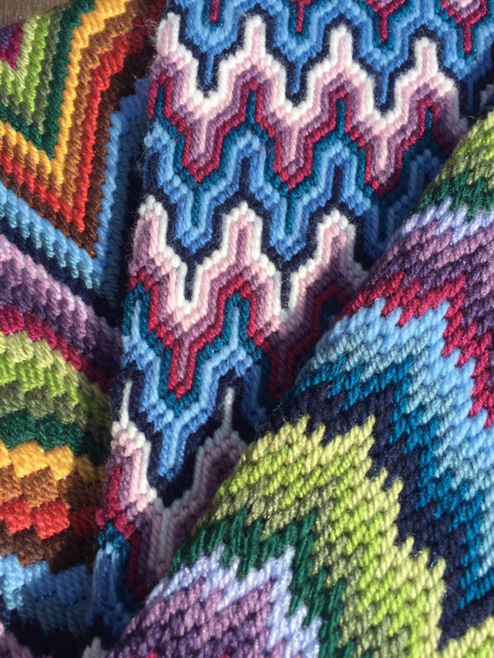 Completed BARGELLO Framed One of a Kind Textile Art Needlepoint ...