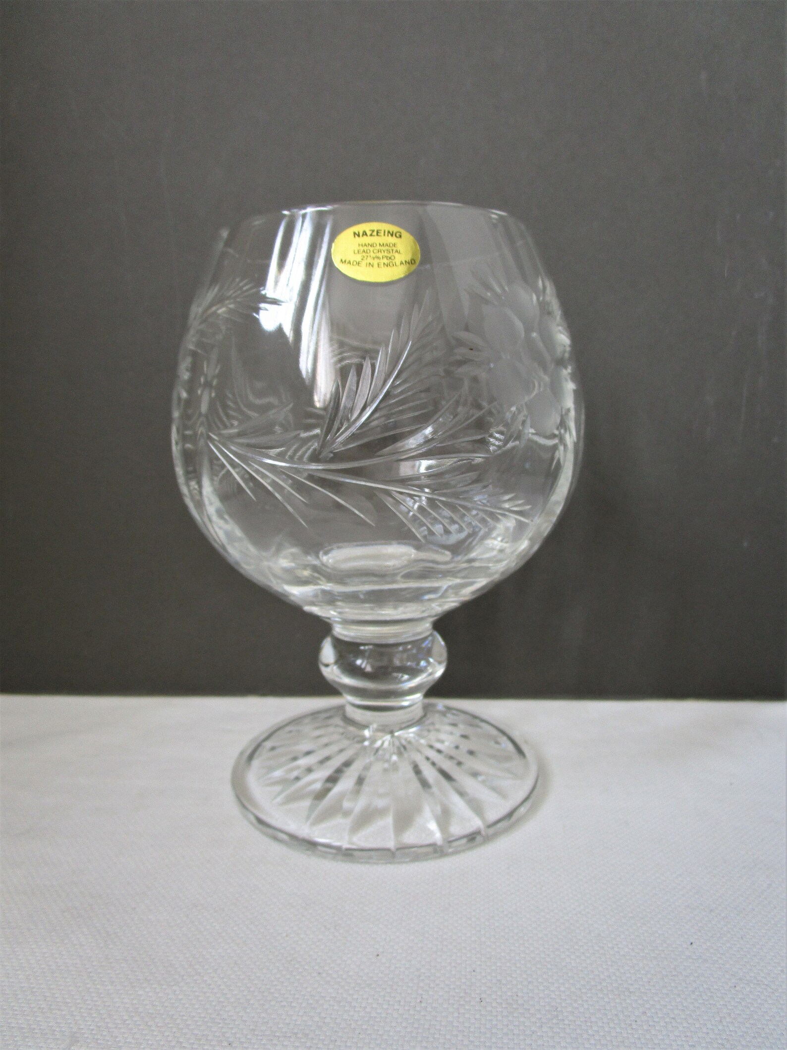 Handmade Vintage BRANDY BALLOON Nazeing Lead Crystal Etched Brandy ...