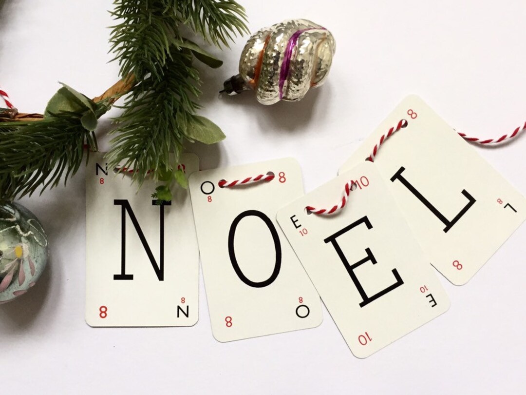 NOEL Vintage Playing Card Garland Christmas Decoration Lexicon Cards ...