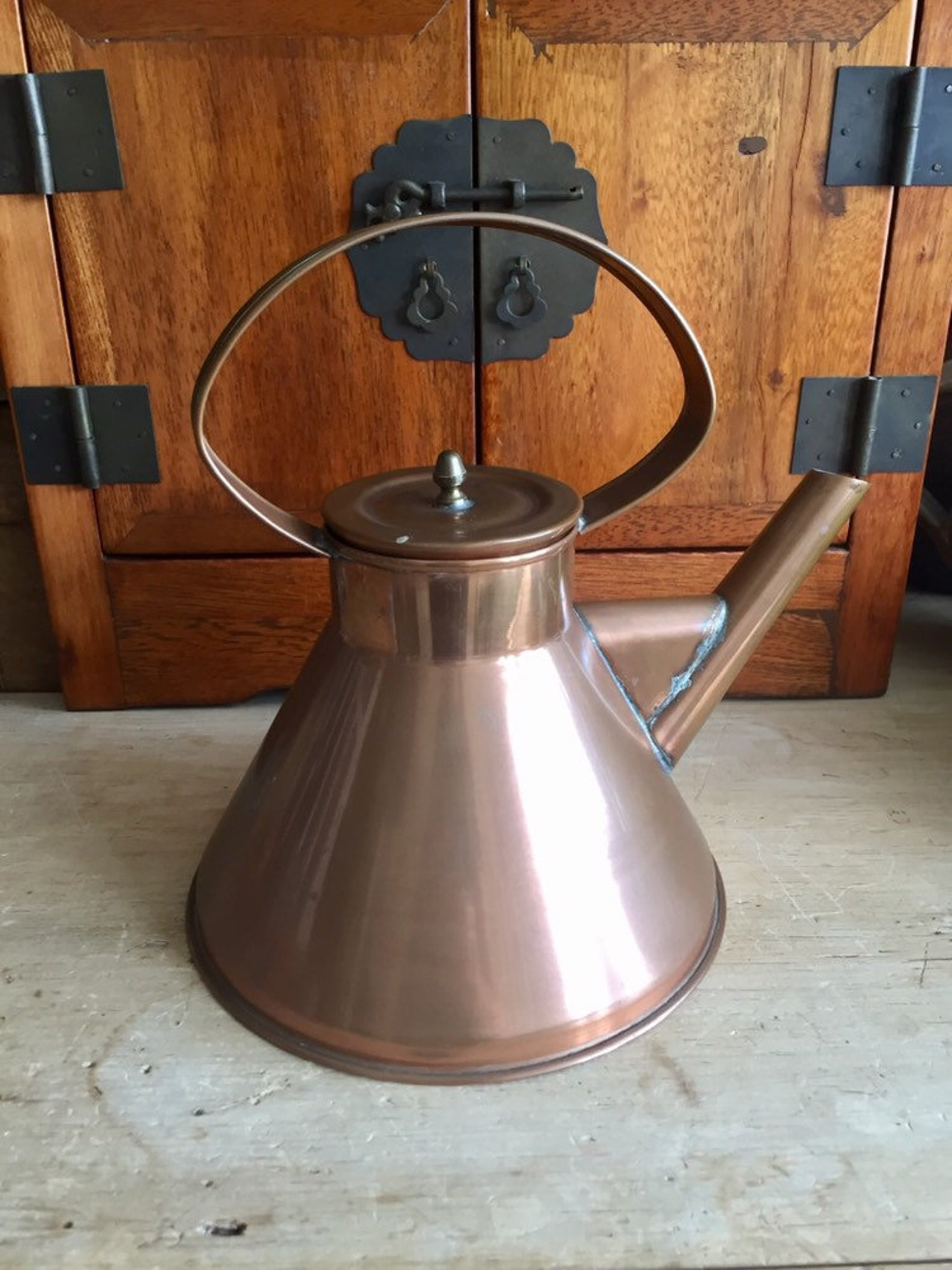 Antique Copper SHIP'S KETTLE Hand Made Copper Kettle Nautical / Coastal ...