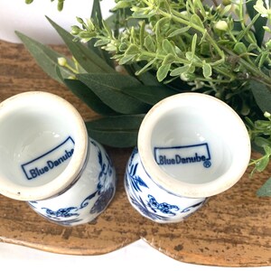 Vintage BLUE DANUBE Japan LARGE Eggcups Pair Blue & White Eggcups for ...