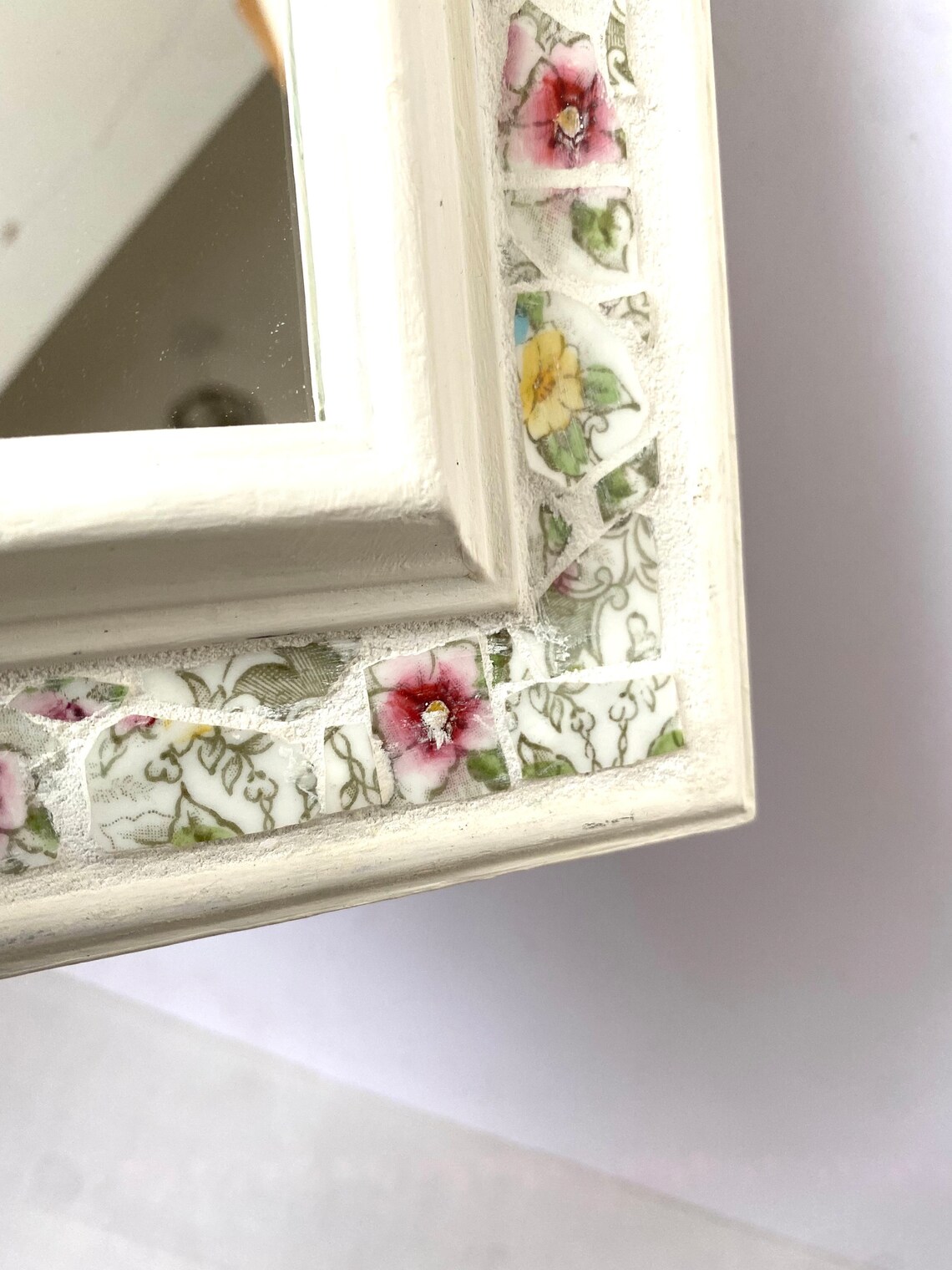Handcrafted Vintage CHINA MOSAIC MIRROR to Hang Pique Assiette Mosaic ...