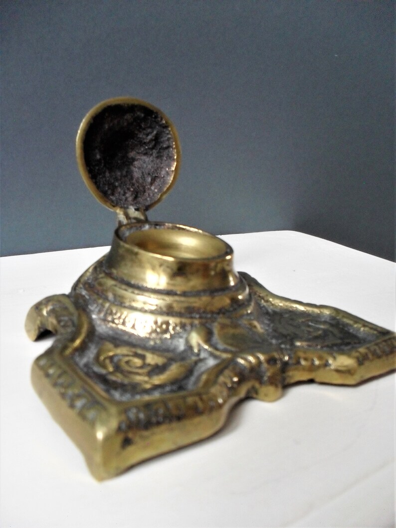 Vintage BRASS Desktop Inkwell ART NOUVEAU Style Brass Ink Well | Etsy